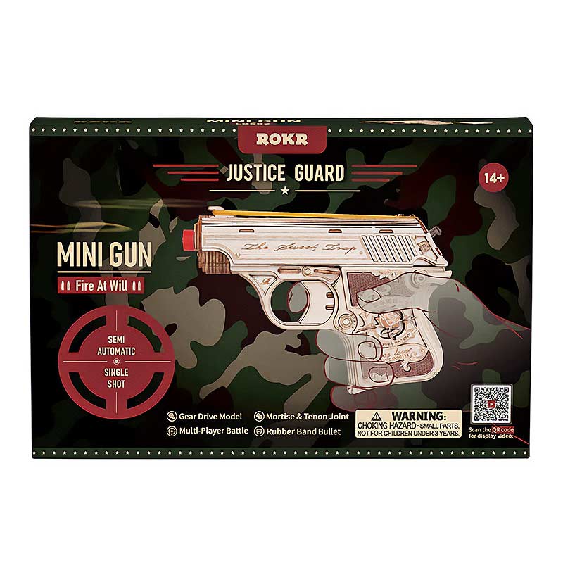 Pistola Minigun de Madera Armable Robotime LQ502 – Playmore Toys
